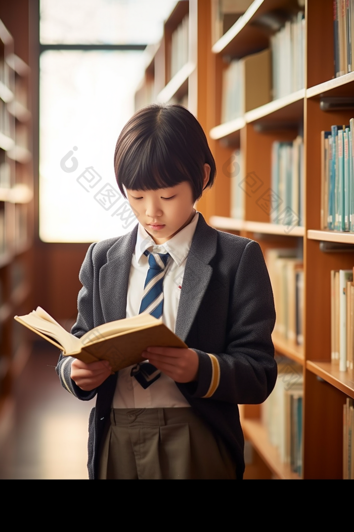 在图书馆看书的孩子图片 包图网
