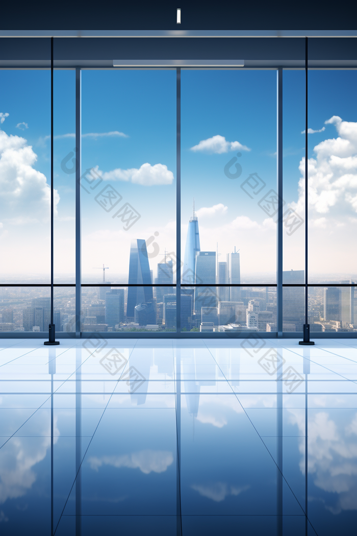 现代豪华办公室大落地窗城市景观落地玻璃窗图片-包图网