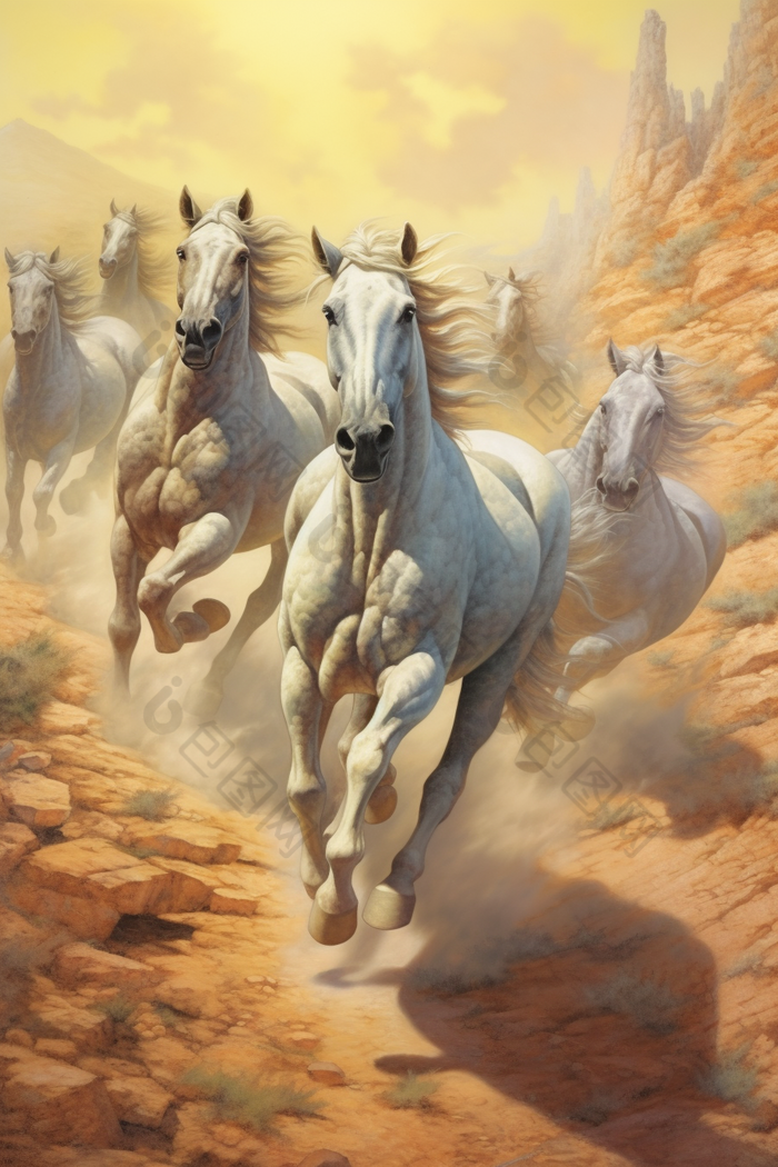 中国风八骏图马匹图片-包图网