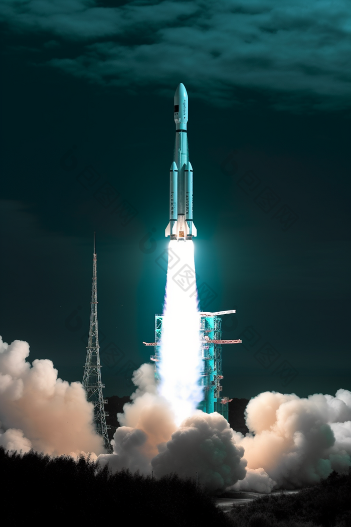 夜间运载火箭发射起飞科技图片-包图网