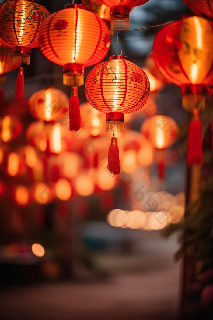 中国灯笼挂院子树枝上中秋中秋节高清图片下载-包图网