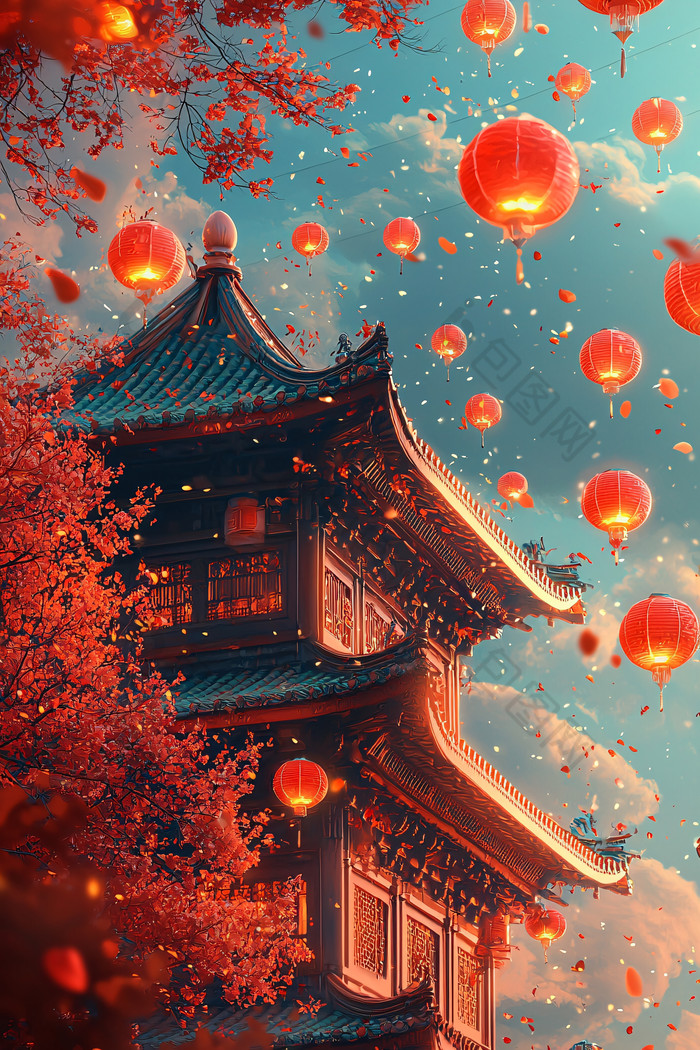 古风建筑剪纸中国元素图片-包图网企业站