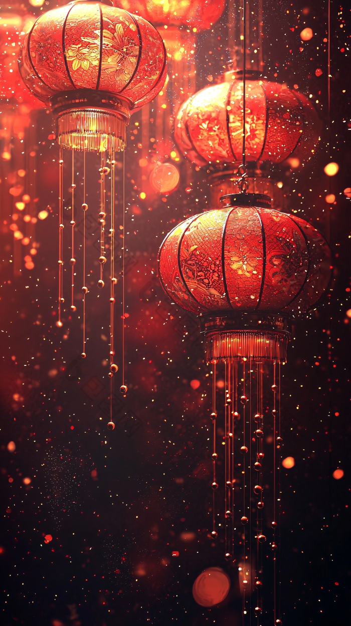红灯笼雨夜壁纸图片-包图网企业站