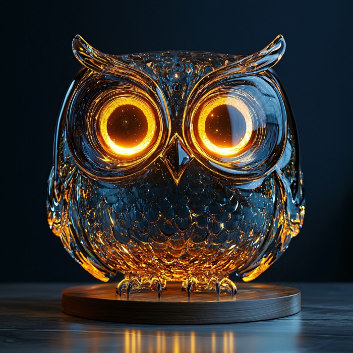 晶莹剔透的猫头鹰夜灯素材图片-包图网企业站