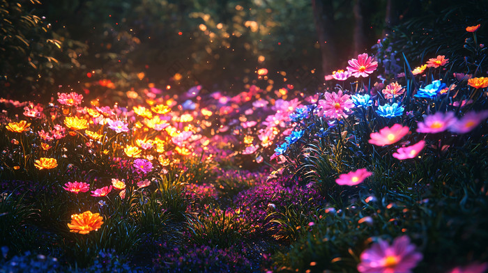 梦幻绚丽发光花海图片-包图网企业站