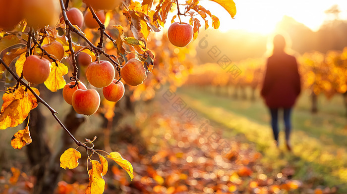 秋日阳光下的柿子林图片-包图网企业站