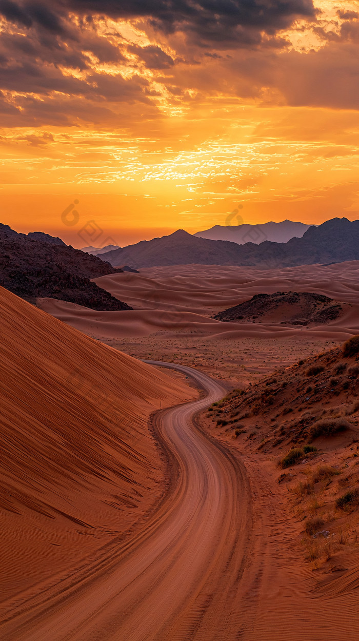 沙漠公路日落美景图片图片-包图网企业站