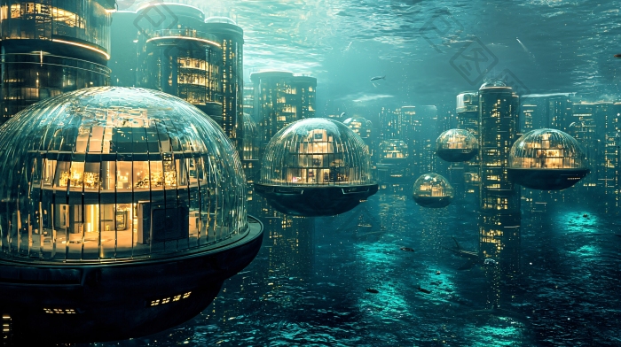 深海城市建筑群海洋世界图片-包图网企业站