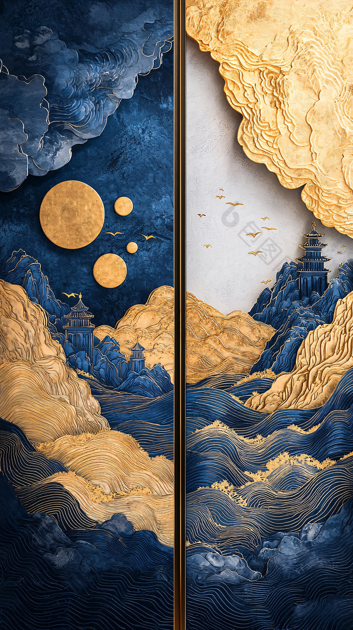 水墨风格山水画大气图片-包图网企业站