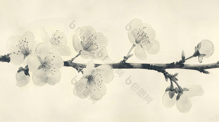 水墨画梅花意境素材图片-包图网企业站