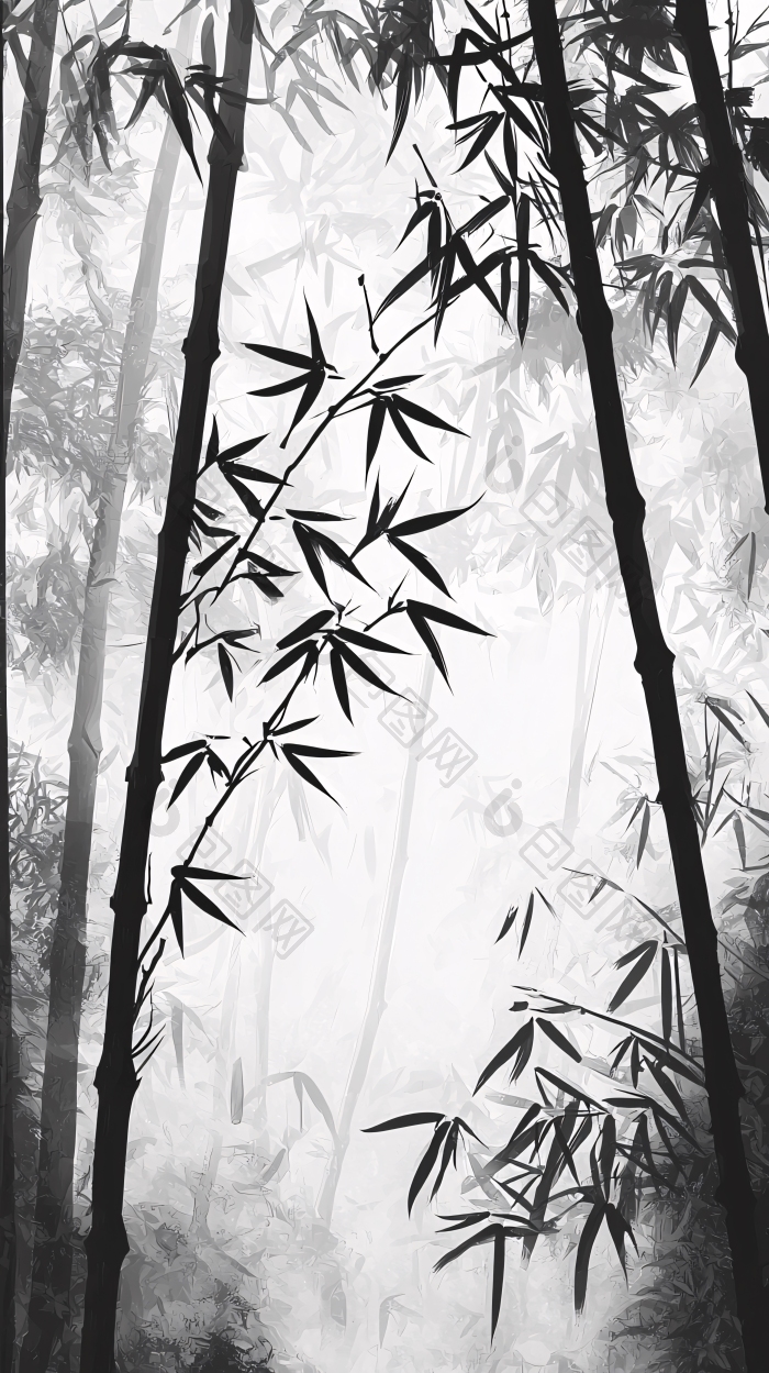 水墨竹林简洁写意画图片-包图网企业站