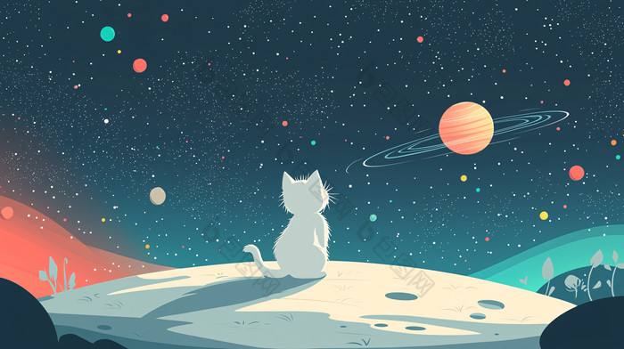 太空猫咪星空背景图片-包图网企业站