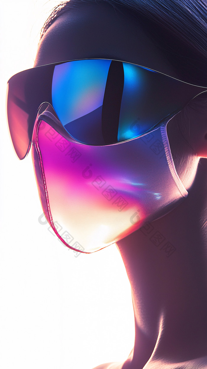 未来感口罩眼镜模型图片-包图网企业站