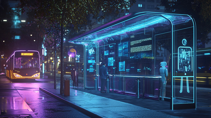 未来科技感公交车站图片-包图网企业站