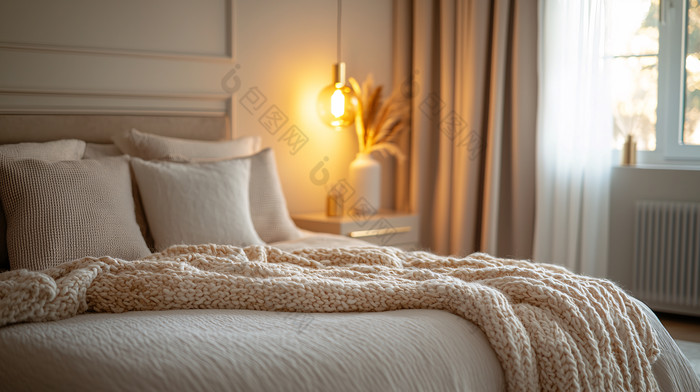 温馨舒适卧室床铺素材图片-包图网企业站