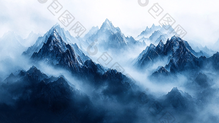 雾气缭绕的群山梦幻图片-包图网企业站