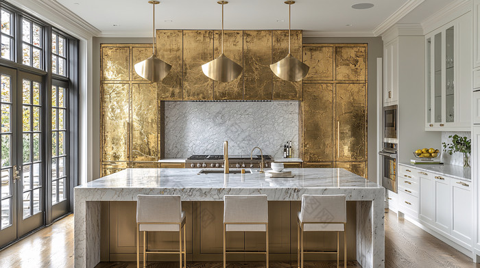 现代轻奢厨房白色橱柜图片-包图网企业站