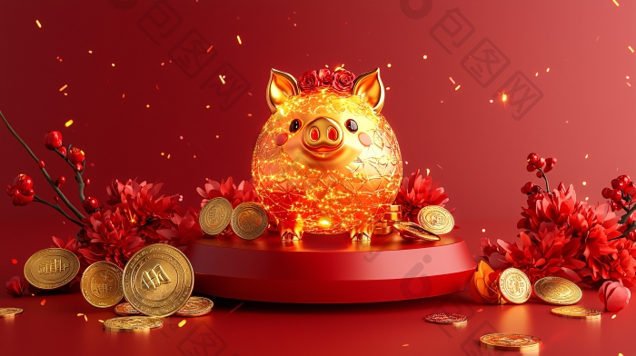 新年金猪新年背景图片-包图网企业站