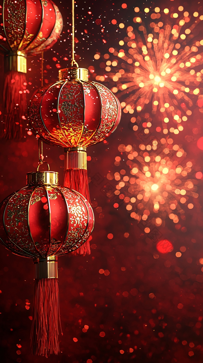 新年快乐灯笼中国结图片-包图网企业站
