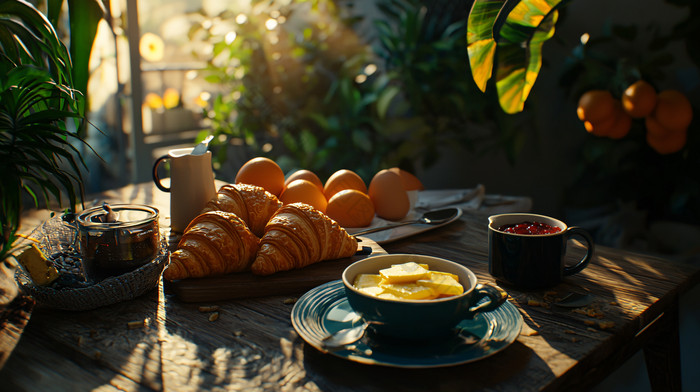 阳光洒满桌的早餐图片-包图网企业站