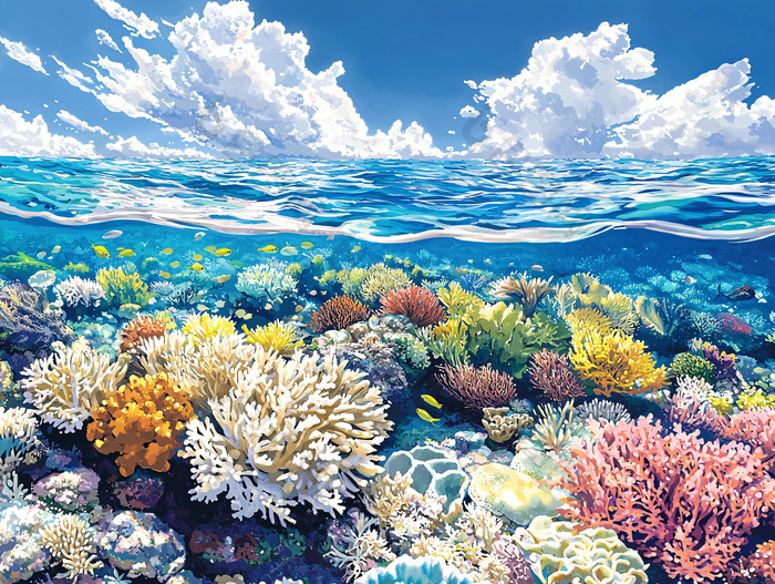 阳光下的珊瑚礁海景图片-包图网企业站