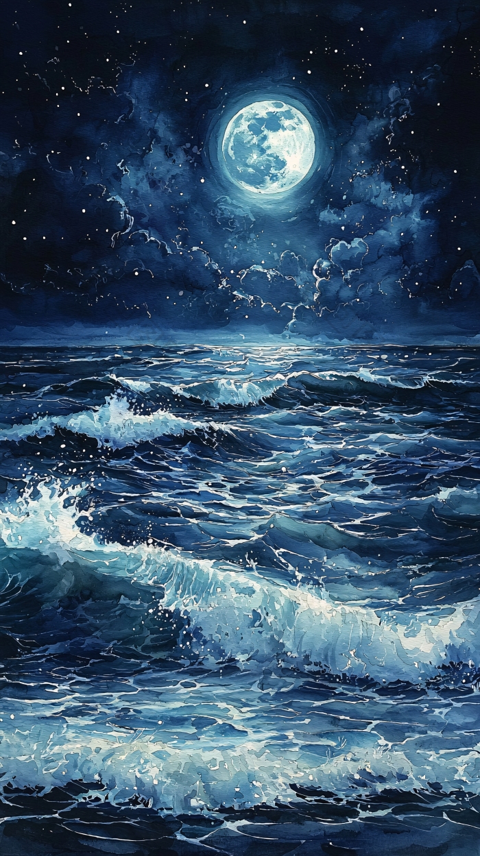 月夜海浪氛围唯美图片-包图网企业站