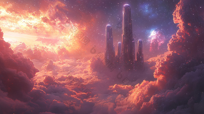 云端之上的梦幻城堡图片-包图网企业站