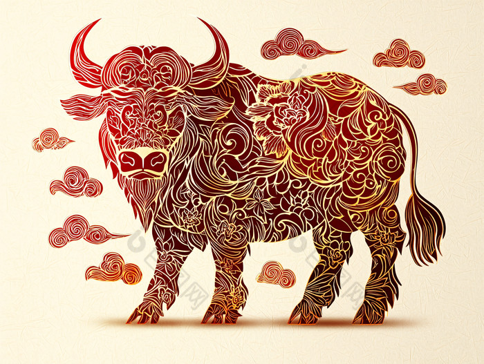 中国风纹样水牛牛图腾图片-包图网企业站