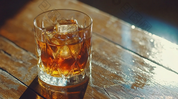 桌面上加冰威士忌酒图片-包图网企业站