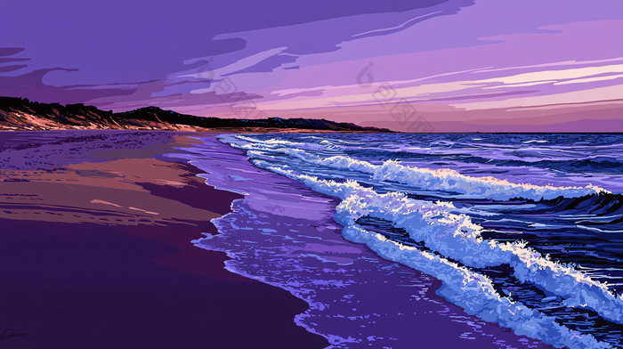 紫色海滩日落紫罗兰色图片-包图网企业站