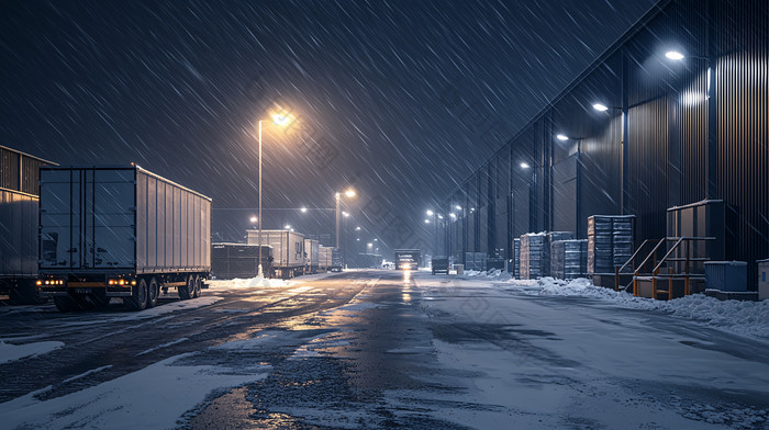 雪夜中的工业区图片-包图网企业站