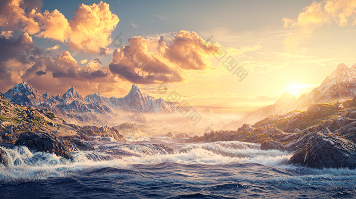 壮丽的山河日出云海图片-包图网企业站