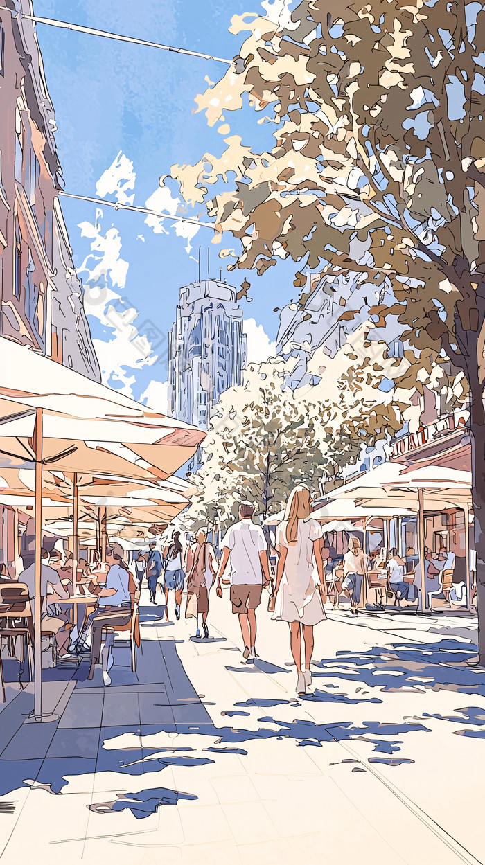 城市街道咖啡馆户外场景图片-包图网企业站