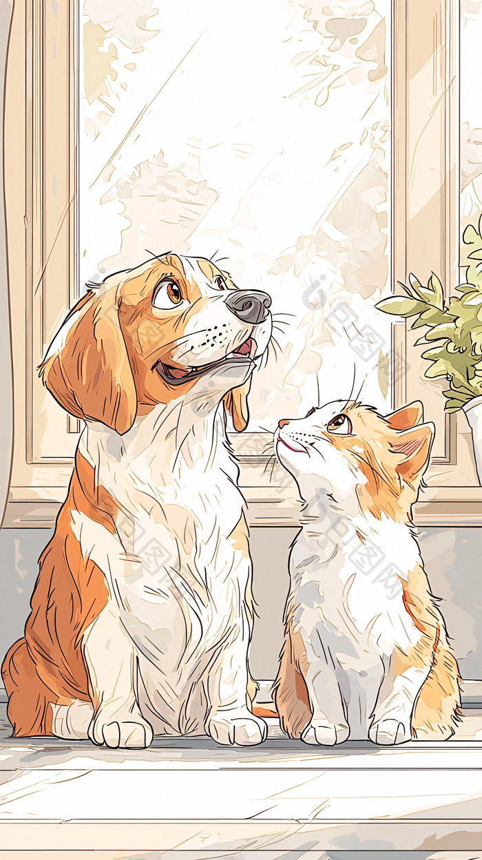 萌宠对视温馨场景图片-包图网企业站