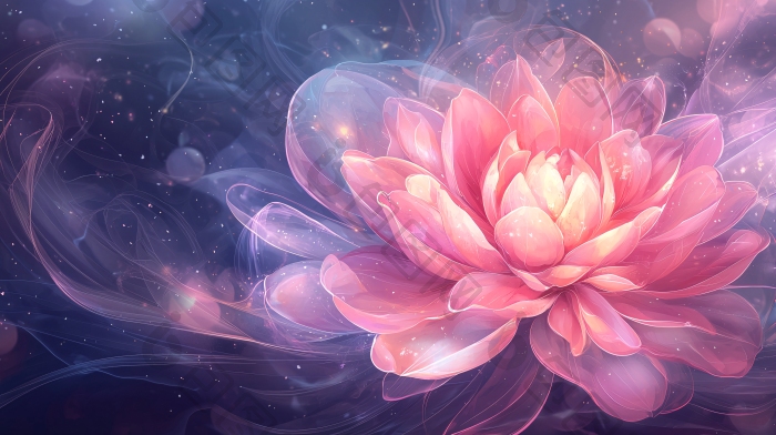 梦幻粉红莲花艺术插画图片-包图网企业站
