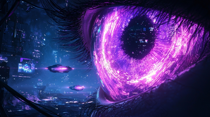 未来城市夜景科幻眼睛图片-包图网企业站