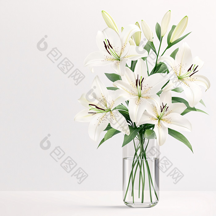 白色百合花束插图图片-包图网企业站