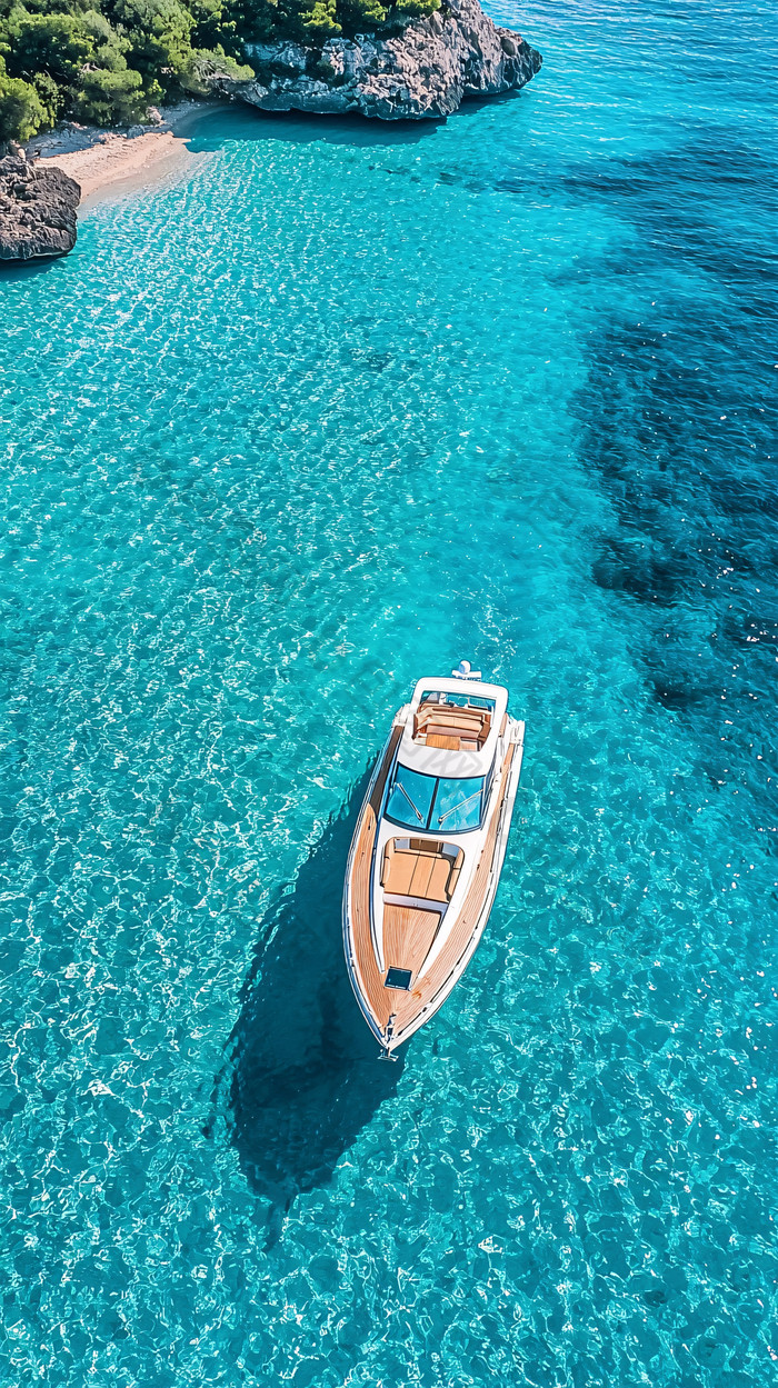 碧海蓝天下的游艇图片-包图网企业站