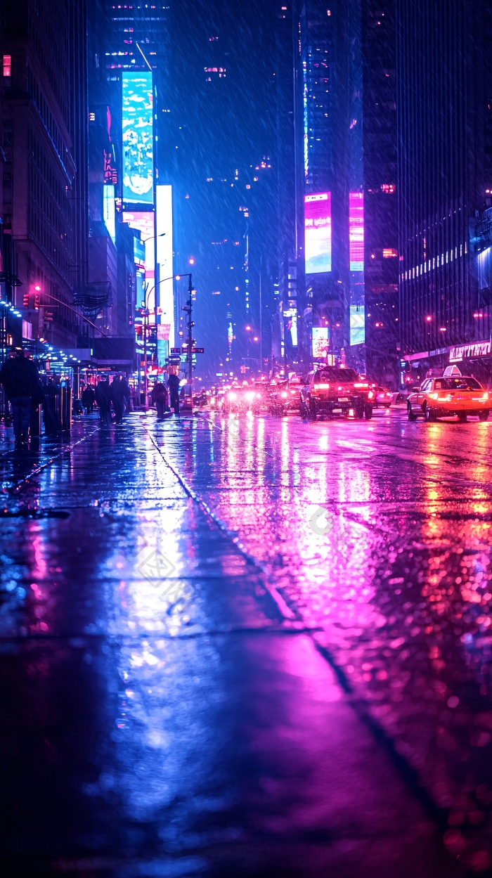 霓虹雨夜城市街景科技反射图片-包图网企业站