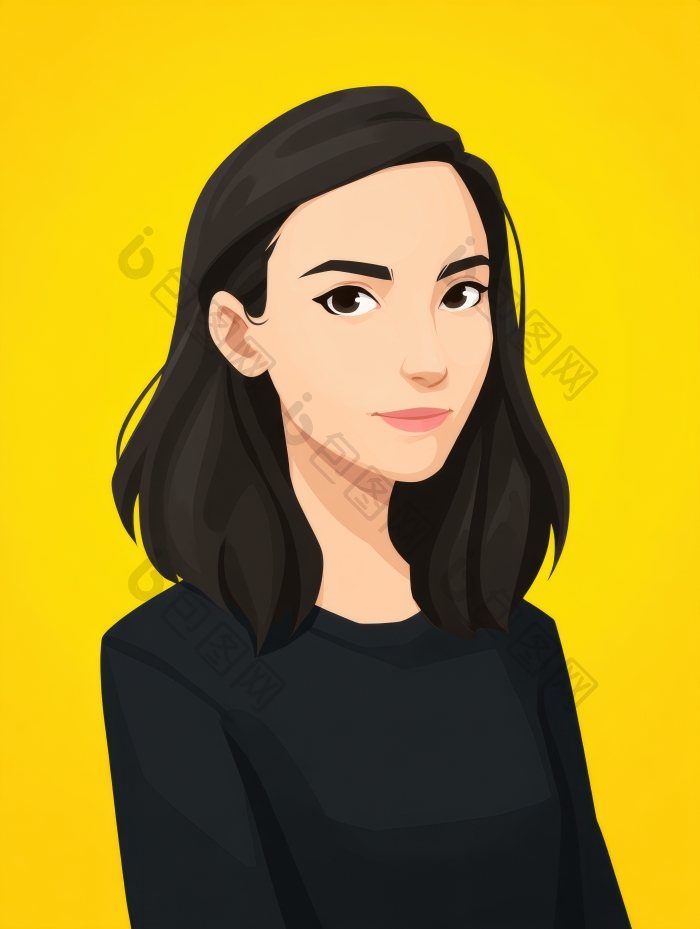 黄色背景下的女性卡通头像图片-包图网企业站