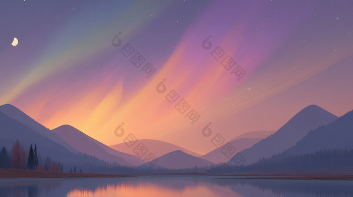 山湖夜景极光天空图片-包图网企业站