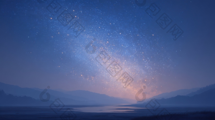 银河星空下的湖畔夜景图片-包图网企业站