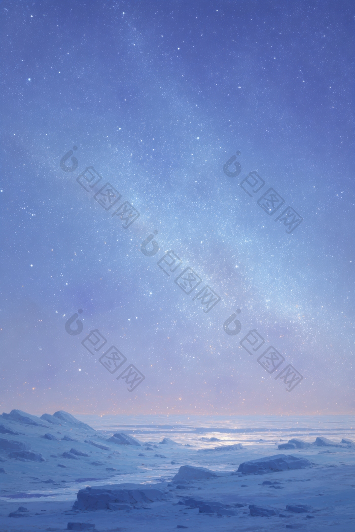 星空下的雪地风景图片-包图网企业站
