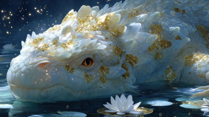 金色花朵覆盖的白色水生生物图片-包图网企业站