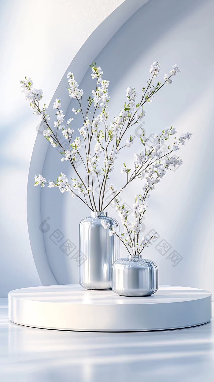 白色花瓶与花束展示图片-包图网企业站