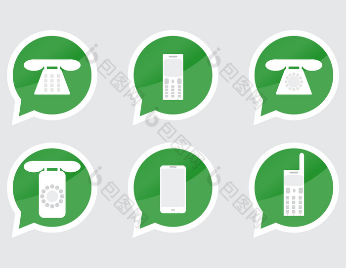 电话贴纸一套电话手机电话按钮联系应用程序图片-包图网企业站