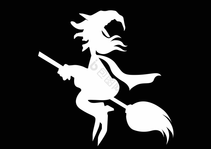 女巫剪影恐怖装饰png下载-包图网