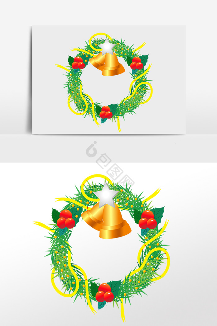 圣诞节花环铃铛插画png下载-包图网