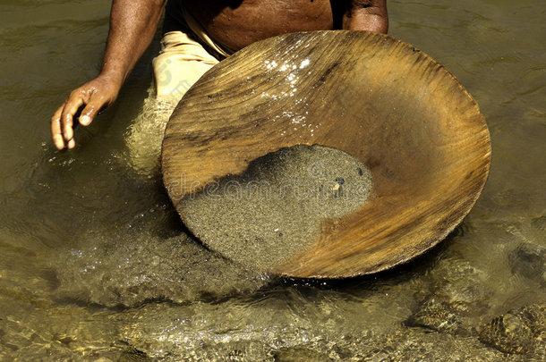 淘金者在河里淘金图片-包图网企业站