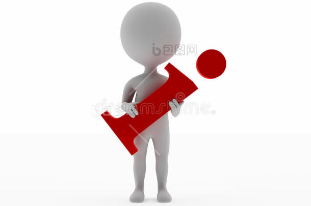 具有红色符号的三维人形角色图片-包图网企业站